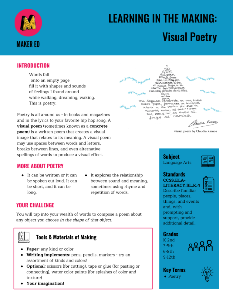 Learning in the Making: Visual Poetry – Maker Ed