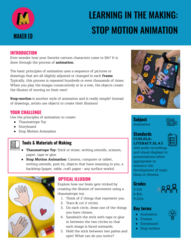 Learning in the Making: Stop Motion Animation – Maker Ed