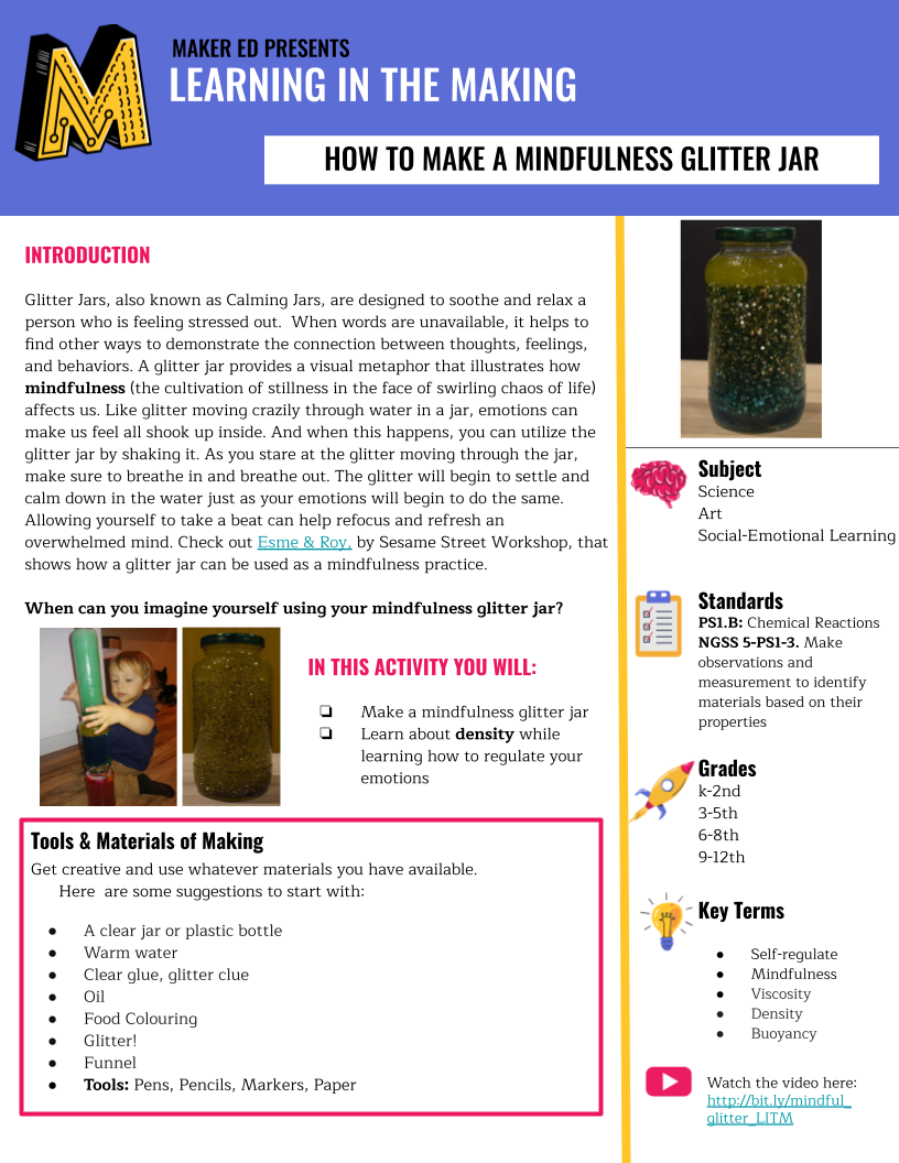 Learning in the Making: Mindfulness Glitter Jars